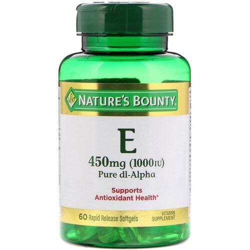 Nature 'S Bounty,วิตามิน E, Pure Dl-Alpha, 450 Mg (1,000 IU), 60ปลดเร็ว ...