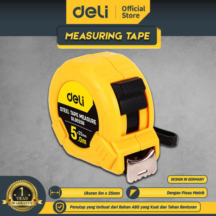 Deli Measuring Tape / Meteran Tukang 5 Meter Dengan Pisau Metrik ...