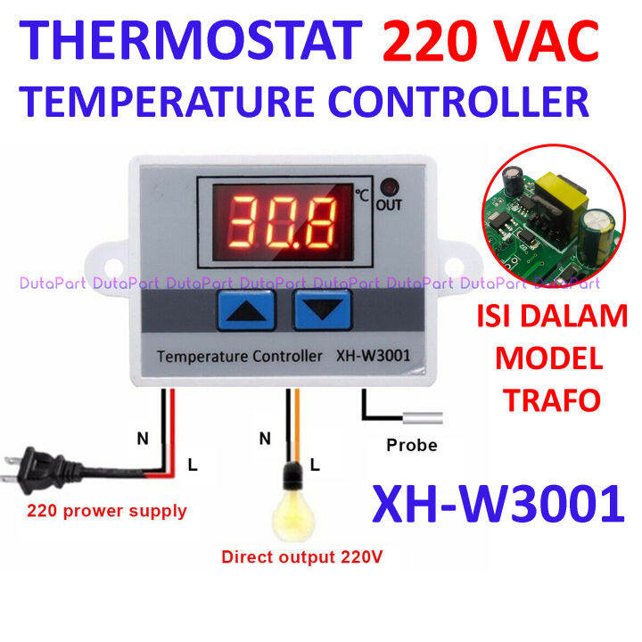 Thermostat Digital Temperature Controller 220V AC XH-W3001 Termostat ...