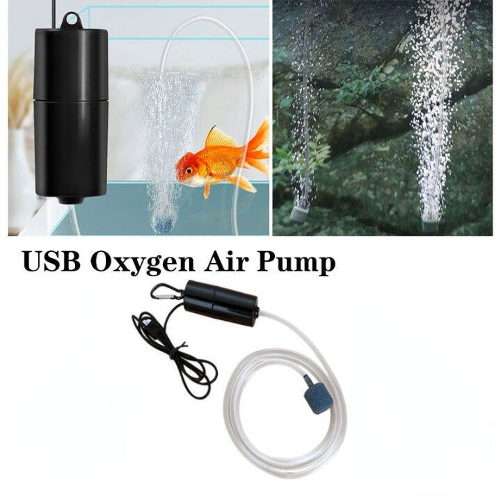 Portable Aquarium Oxygen Air Pump Silent Air Compressor Aerator Fish ...