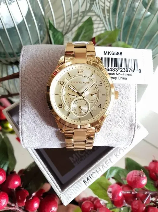 Michael Kors Women's Runway Chronograph Gold-Tone Stainless Steel Watch ...