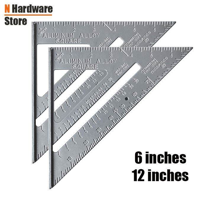 6/12inch Aluminum Alloy Triangle Ruler Angle Protractor Woodworking ...