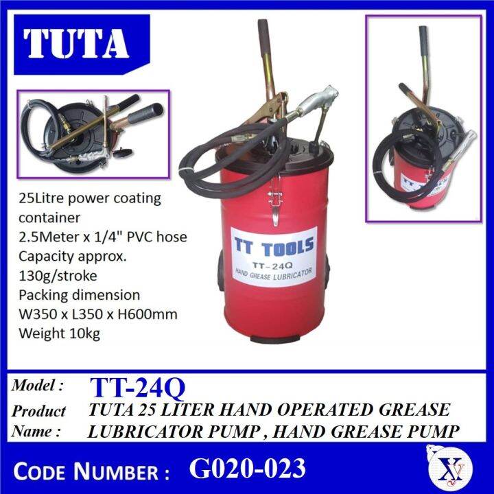 G020-023 TUTA TT-24Q 25 LITER HAND OPERATED GREASE LUBRICATOR PUMP ...