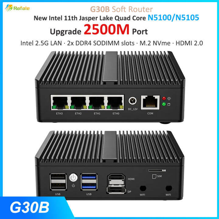 G30B 11th Gen N5105 Soft Router 4 Intel i225 2.5G LAN pfSense Firewall ...
