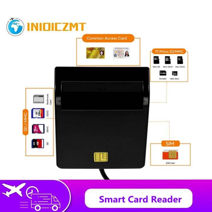 INIOICZMT USB SIM Smart Card Reader For Bank Card IC/ID EMV SD TF MMC ...