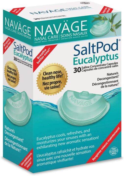 Navage Nasal Care SaltPod Eucalyptus, 30 Saline Concentrate Capsules ...