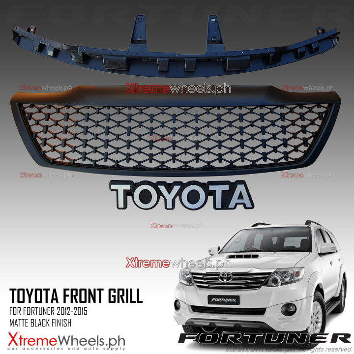 Fortuner G V 2012-2015 Toyota Logo Matte Black Front Bumper Grill ...