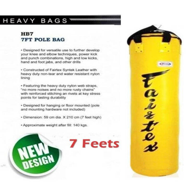 Fairtex Heavy Bag Pole Bag HB7 Yellow Hight 7 Feets Training MMA ...