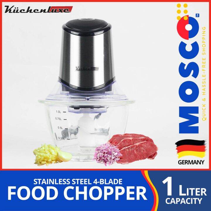 Kuchenluxe™ Food Chopper | 4 Blades 300W | Thick Glass Bowl | Stainless ...