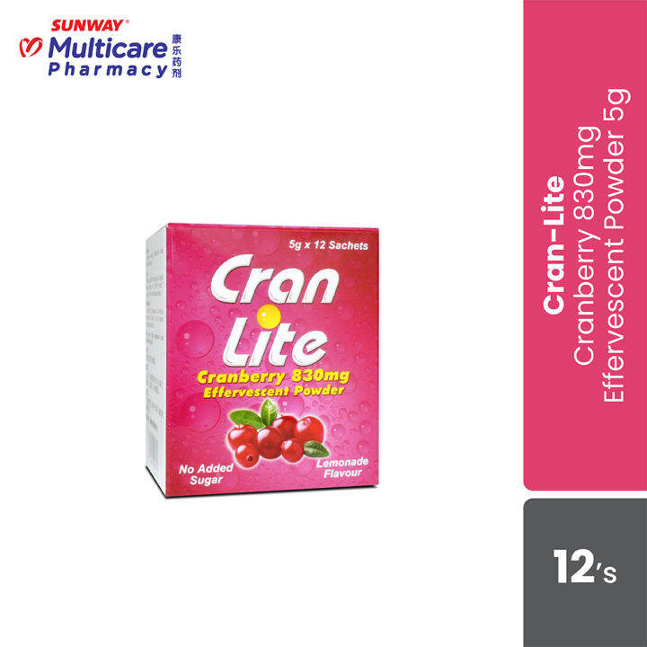 Cran Lite Cranberry Effervescent 830mg 5g x1 12's Box | Lazada