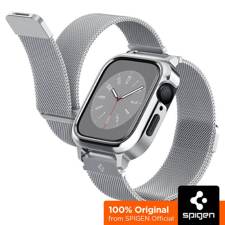 SPIGEN Case & Band for Apple Watch 45 & 41mm [Metal Fit Pro] Steel ...