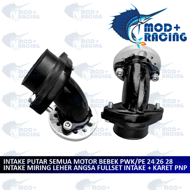 (BISA COD) INTAKE MANIFOLD INTEK MIRING PUTAR LEHER ANGSA 24 26 28 SEMUA MOTOR BEBEK SMASH SUPRA ...