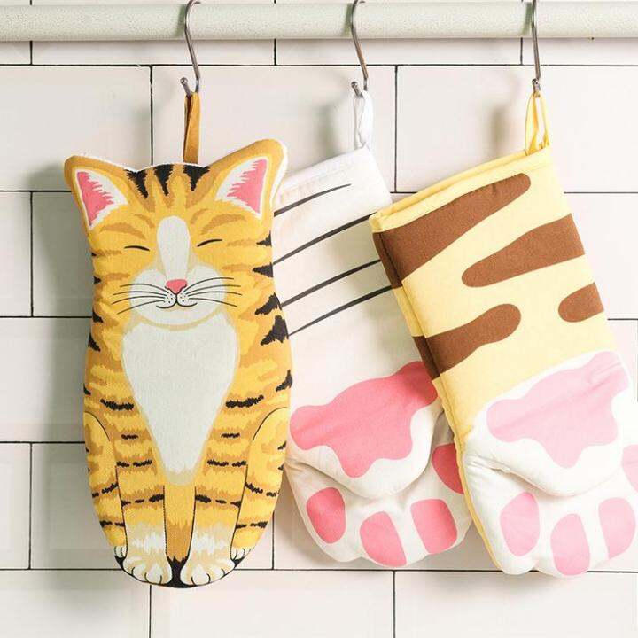 New Cute Cat Paws Oven Mitts Cat Claw Baking Oven Gloves Anti-scald ...