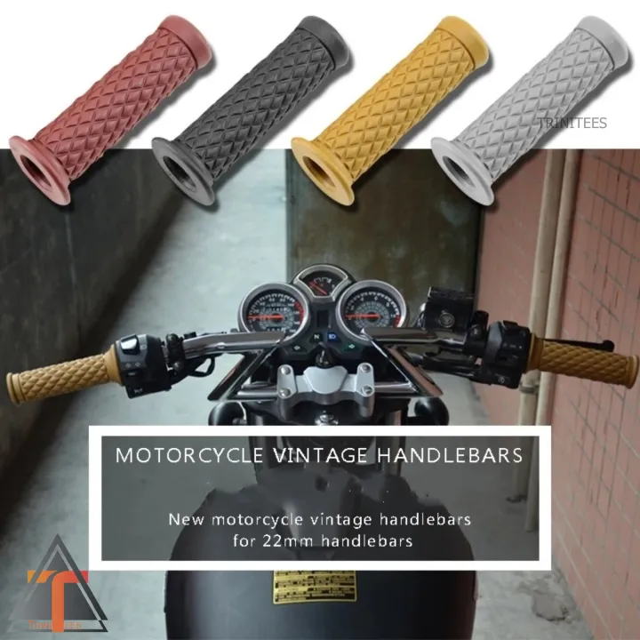 2pcs Vintage Motorcycle Handle Grip Rubber Universal 22mm Hand Holder ...