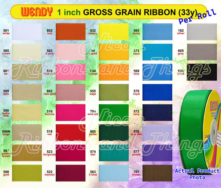Grosgrain Ribbon 1 inch (33 yards per roll) AT052 - 0100 Gross Grain ...