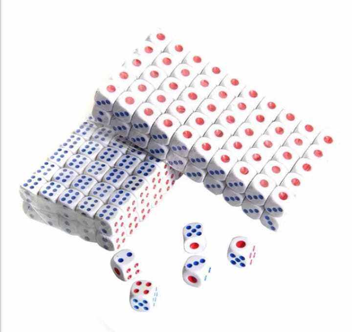 Dadu 100 PCS UKURAN 1CM 10MM DICE BOARD GAME KOTAK UNO PERMAINAN STACKO ...