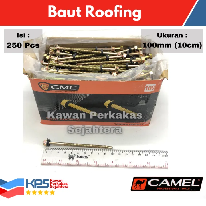 CAMEL Baut Roofing 100mm, 10 cm (250 pcs) | Skrup Rofing Kuning 100 mm ...