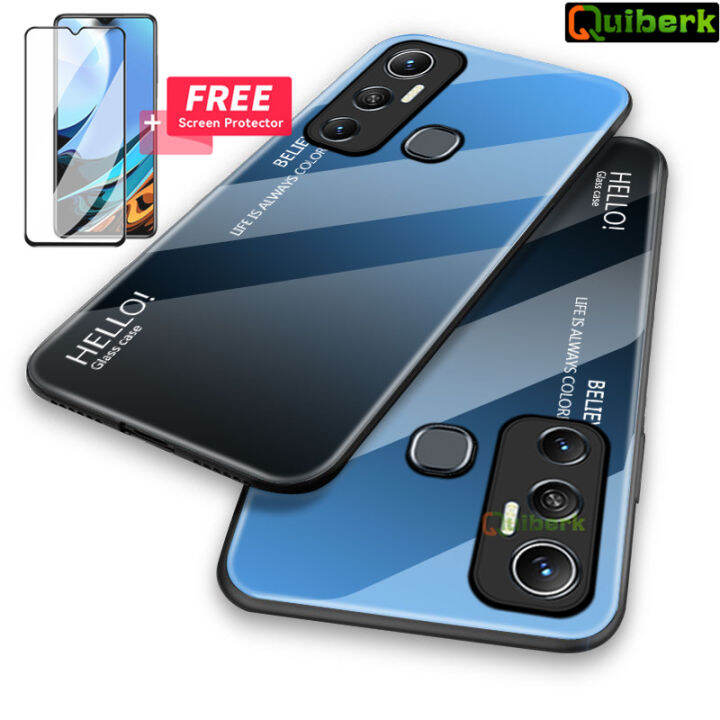 สำหรับ Infinix Hot 11 ปลอกกระจกไล่ระดับแบบแข็ง ฝาหลังป้องกันรอยขีดข่วน ...