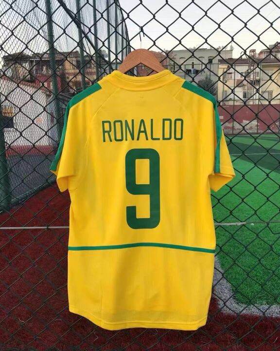 World Cup 2002 Brazil jersey home 9 ronaldo short-sleeved 02 retro ...