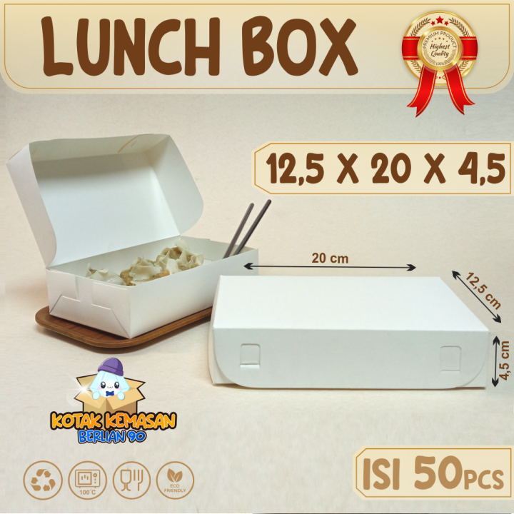 50 Pcs Paper Lunch Box L Kotak Makanan Kertas ukuran L (Large) Food ...