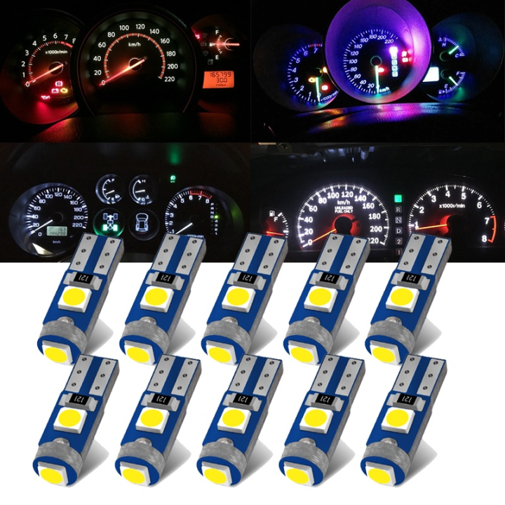 10Pcs T5 Led Bulb W3W W1.2W Led Canbus Car Interior Lighting Dashboard Warming Indicator Wedge ...