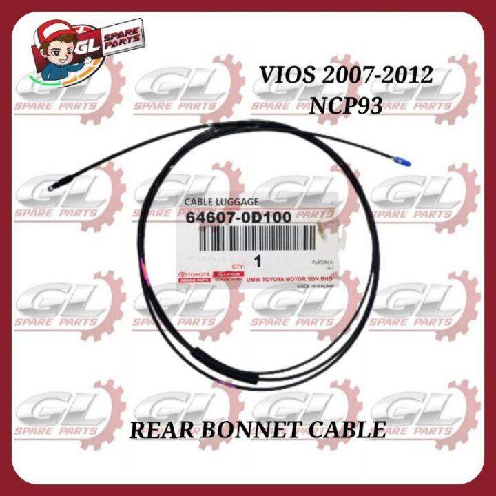 REAR BONNET CABLE (ORIGINAL) TOYOTA VIOS 2007-2012 NCP93 (64607-0D100 ...