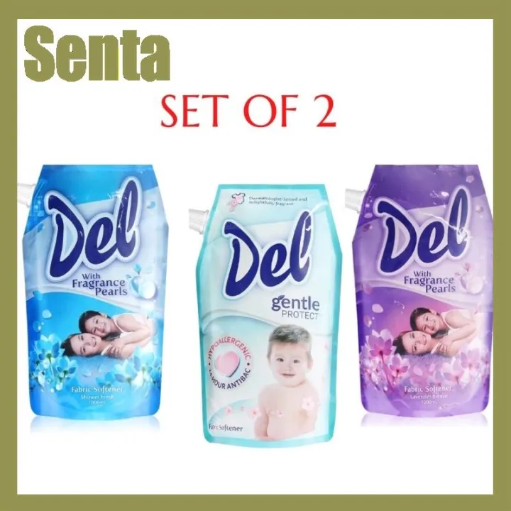 Senta Del Fabric Softener Set of 2 (1000 mL SUP) Gentle Protect Lavender Breeze Shower Fresh ...