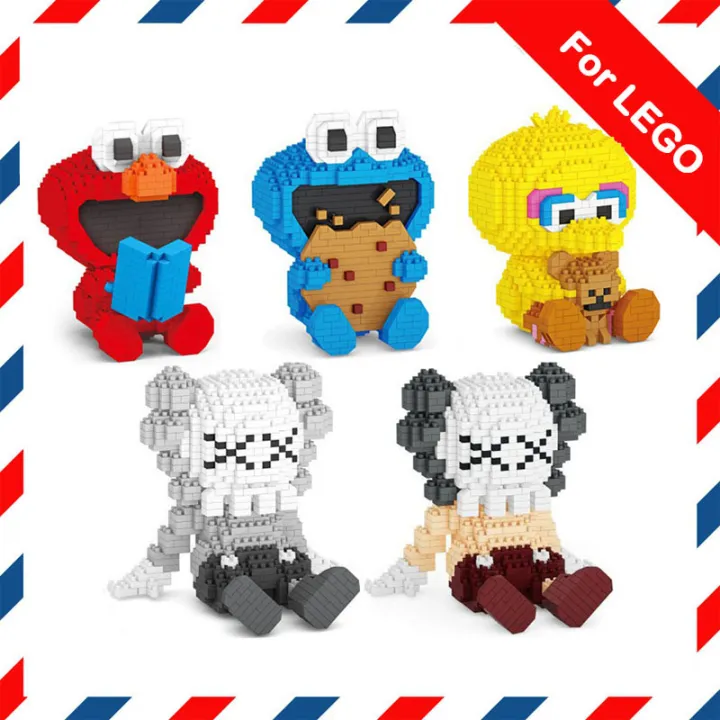 Kaws Blocks Sesame Street Building Block Toys Cartoon Model Elmo Bird ...