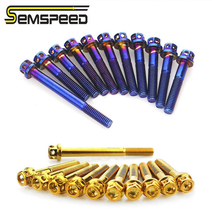 SEMSPEED M6 35mm 10 pieces Motorcycle Stainless Steel Engine Screws Nut ...
