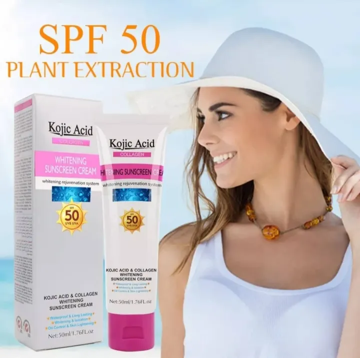 100% Very Effective Original KOJIC ACID COLLAGEN WHITENING SUNSCREEN CREAM SPF 50 - Face Whole ...