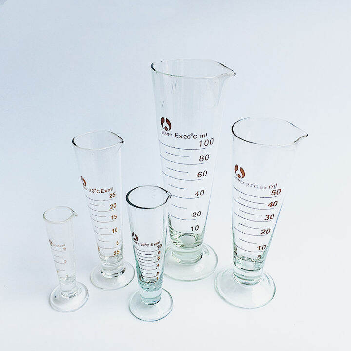 Glass triangular measuring cup 5 10 25 50 100 250ml laboratory conical ...