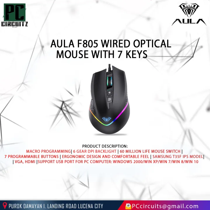 AULA F805 WIRED OPTICAL MOUSE WITH 7 KEYS | Lazada PH