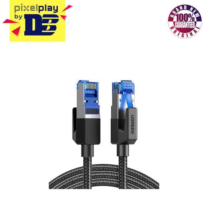 UGreen Cat8 Shielded Round Braided Cable Modular Plugs - 1m (Black ...