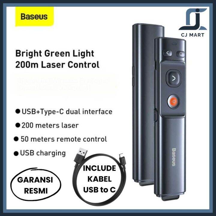 Baseus Wireless Presenter Pointer Green Laser Hijau Charging USB C ...