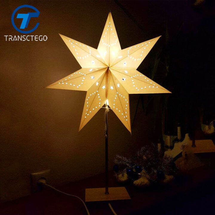 Led Desk Lamp Table Light Paper Star Wood Lamp Nordic Design of Modern ...