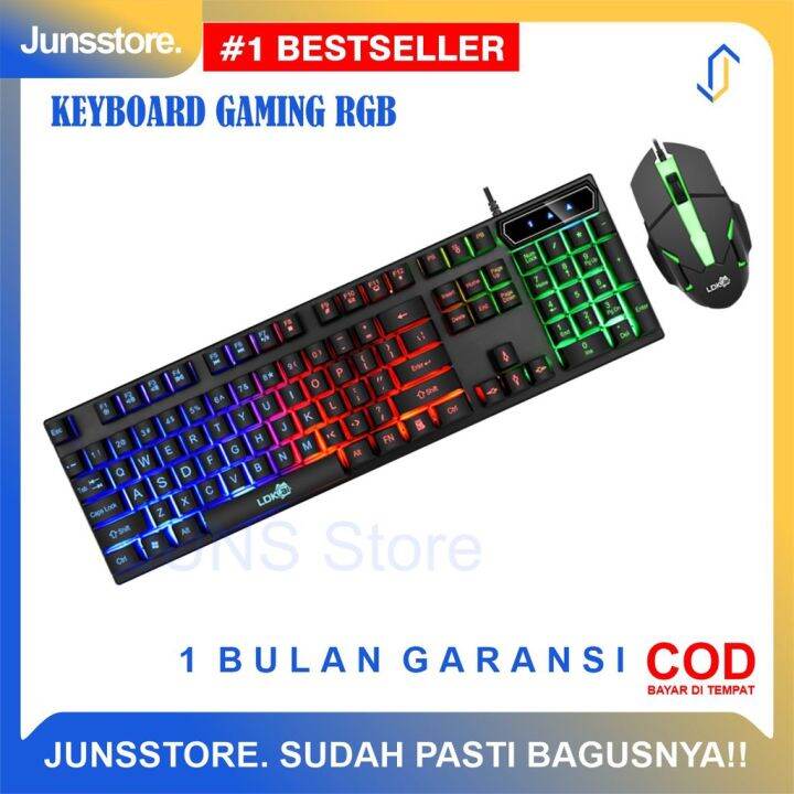 Keyboard Gaming RGB LED 832 Box Set Gaming Keyboard Set Bundle LED with Mouse Backlight Lampu ...