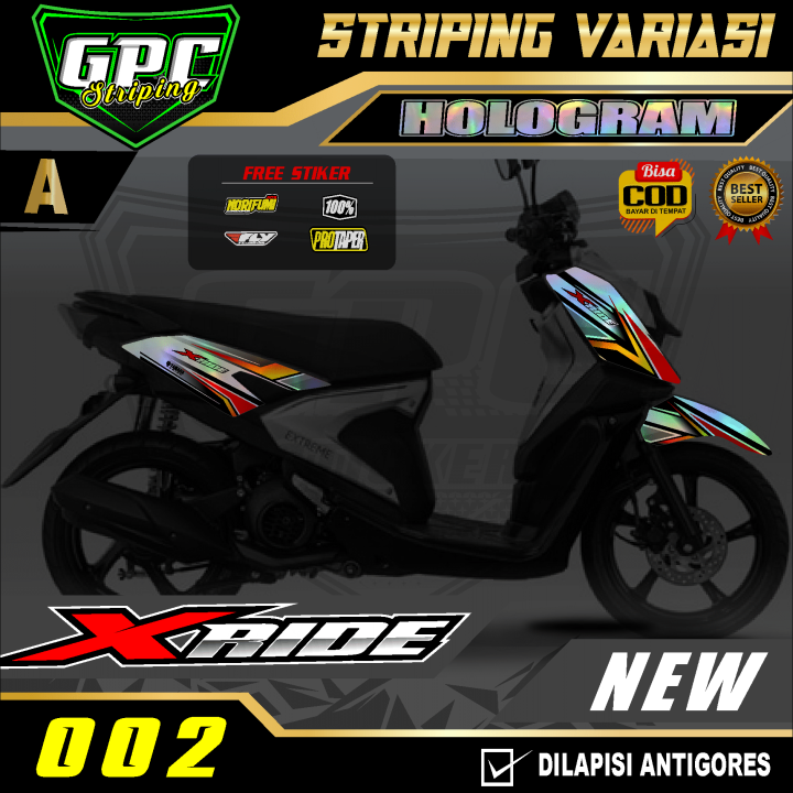 STICKER STRIPING LIST VARIASI HOLOGRAM X RIDE NEW 125 DESAIN MINIMALIS ...