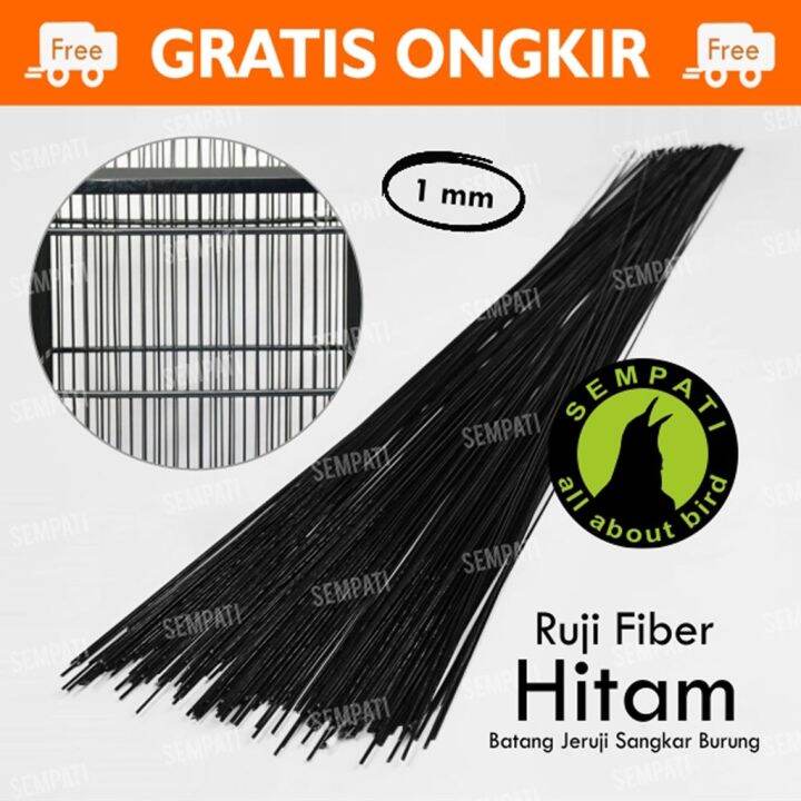 RUJI JERUJI FIBER 1 MM 60 CM RUJI/JERUJI FIBER HITAM SANGKAR KANDANG BURUNG MERPATI KOTAK LB ...