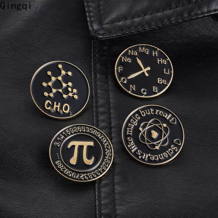 Creative Science Enamel Pin Magic Element Clocks Math Pi Brooches Badge ...