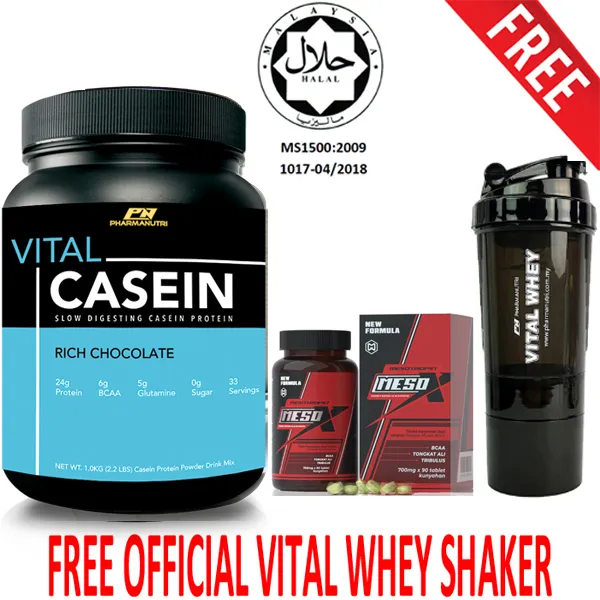 Casein Halal - Vital Casein 1kg, 24g Protein, 0g Gula, 33 servings, 104 ...