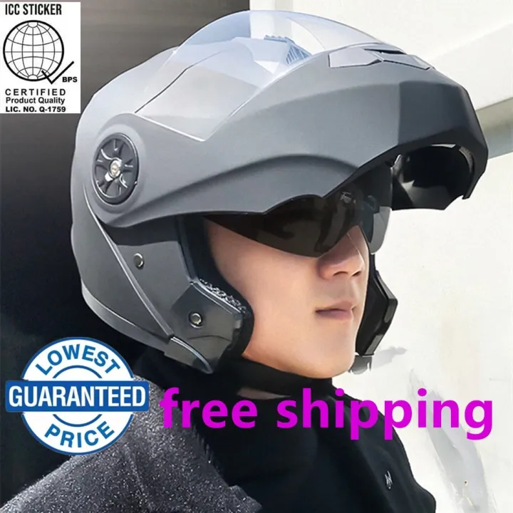hKoIVtUt 【Ready Stock】ICC Standard Motorcycle Modular Helmet Dual Lens ...