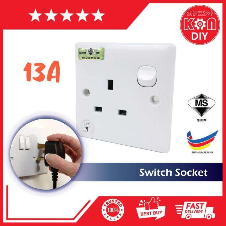 KNN-DIY 13A Single Switch Socket Outlet 13A (SIRIM) Switch Electric One ...