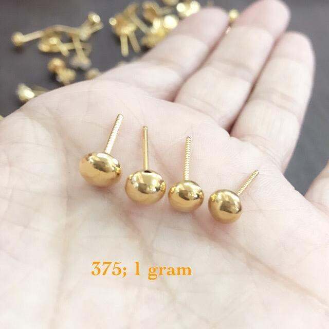 Giwang emas 375 model variasi berat 1 gram (Belakang Karet) | Lazada ...