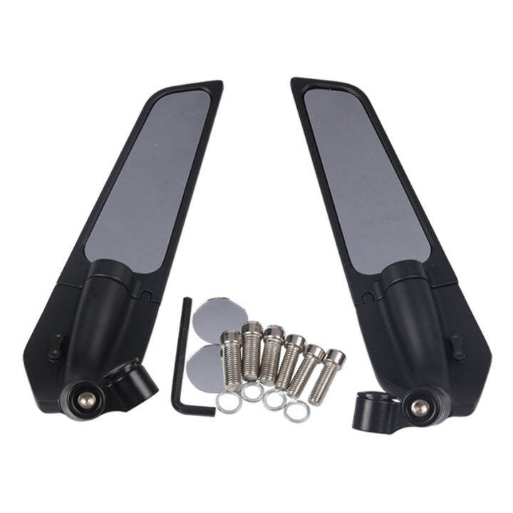 Universal Motorcycle Rearview Mirrors Wind Wing Adjustable Rotating ...
