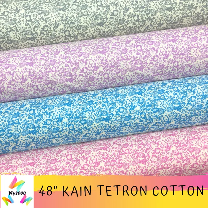 Kain Tetron Cotton TC (Polyester) Corak Bunga Plain (Bidang 45") | Lazada