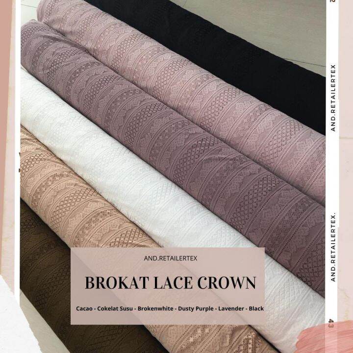 Kain Brokat Lace Crown Warna Putih Tulang Lavender Dusty Purple Hitam ...