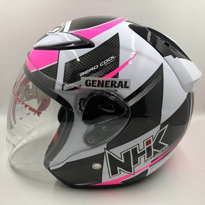 Helm NHK R6 Motif Track White Pink Putih Pink Half Face | Lazada Indonesia