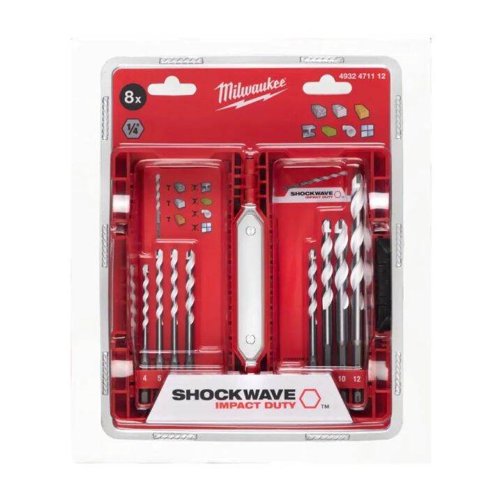 MILWAUKEE NO.4932471112 MULTI-MATERIAL DRILL BIT SET 8PC Factory Gear ...