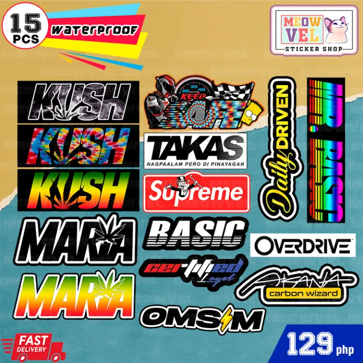 15 PCS WATERPROOF KUSH,MARIA, BASIC ETC. STICKERS | Lazada PH