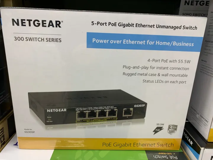 NETGEAR 5-Port Gigabit Ethernet Unmanaged Switch, Desktop, 55.5W 4xPoE ...